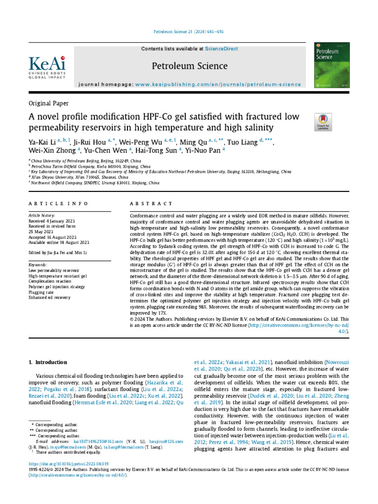 A Novel Profile Modification HPF-Co Gel.. | PDF