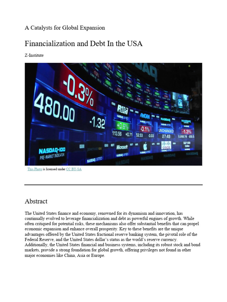 Financialization and Debt in The USA - A Catalysts For Global Expansion ...