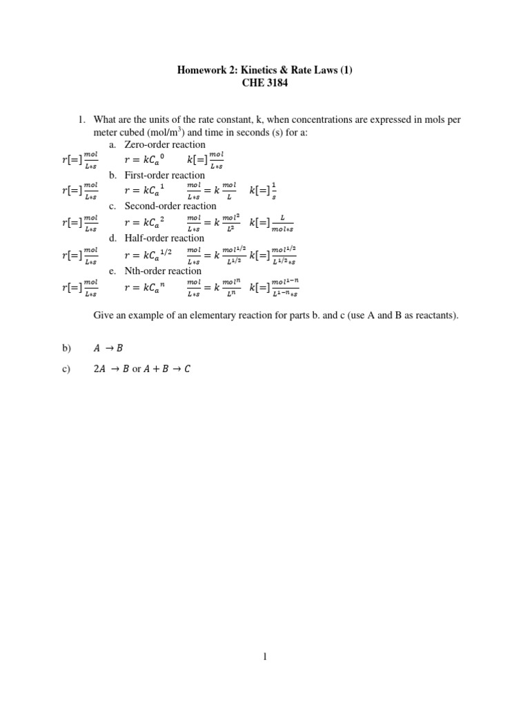 2024 Hw2 Solution Reactor Design Solution Update Pdf Chemistry Physical Chemistry 