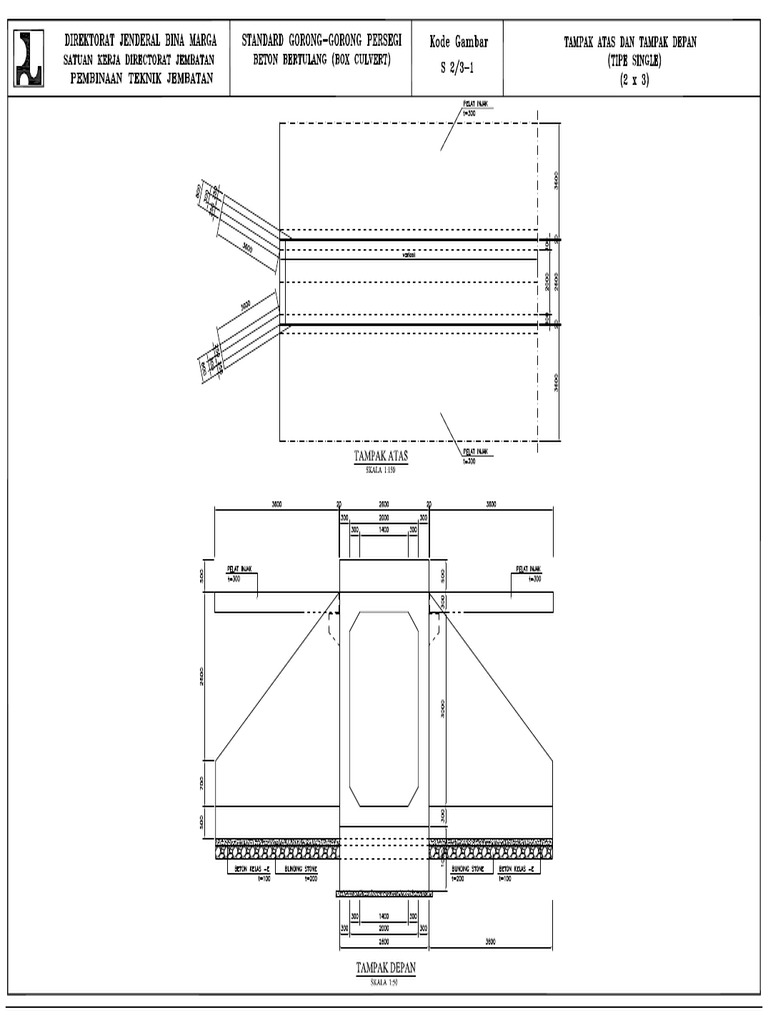 Gambar Standar Box Culvert Ukuran 2x3x1 M' | PDF