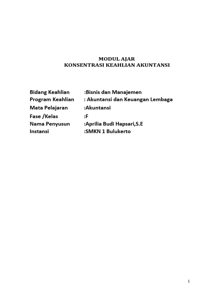 Modul Ajar Komputer Akuntansi | PDF | Bisnis | Pengelolaan Keuangan & Uang