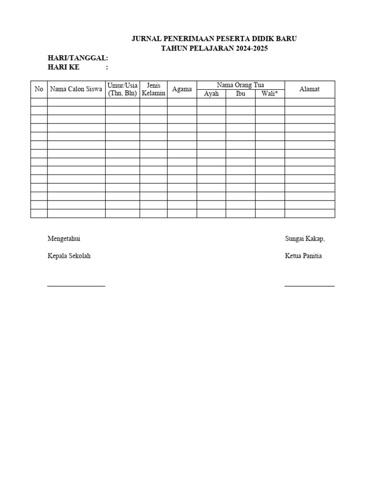 Format Jurnal PPDB 2024 | PDF