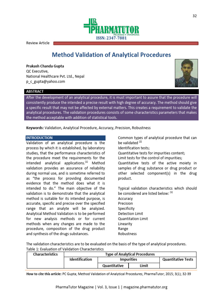 Method Validation of Analytical Procedur | PDF | Detection Limit | Outlier