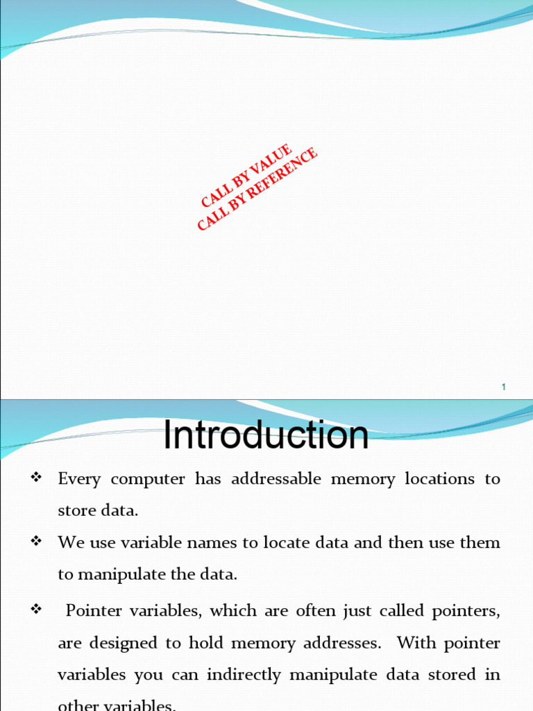 Intro To Pointers Call by Val and Ref | PDF | Parameter (Computer ...