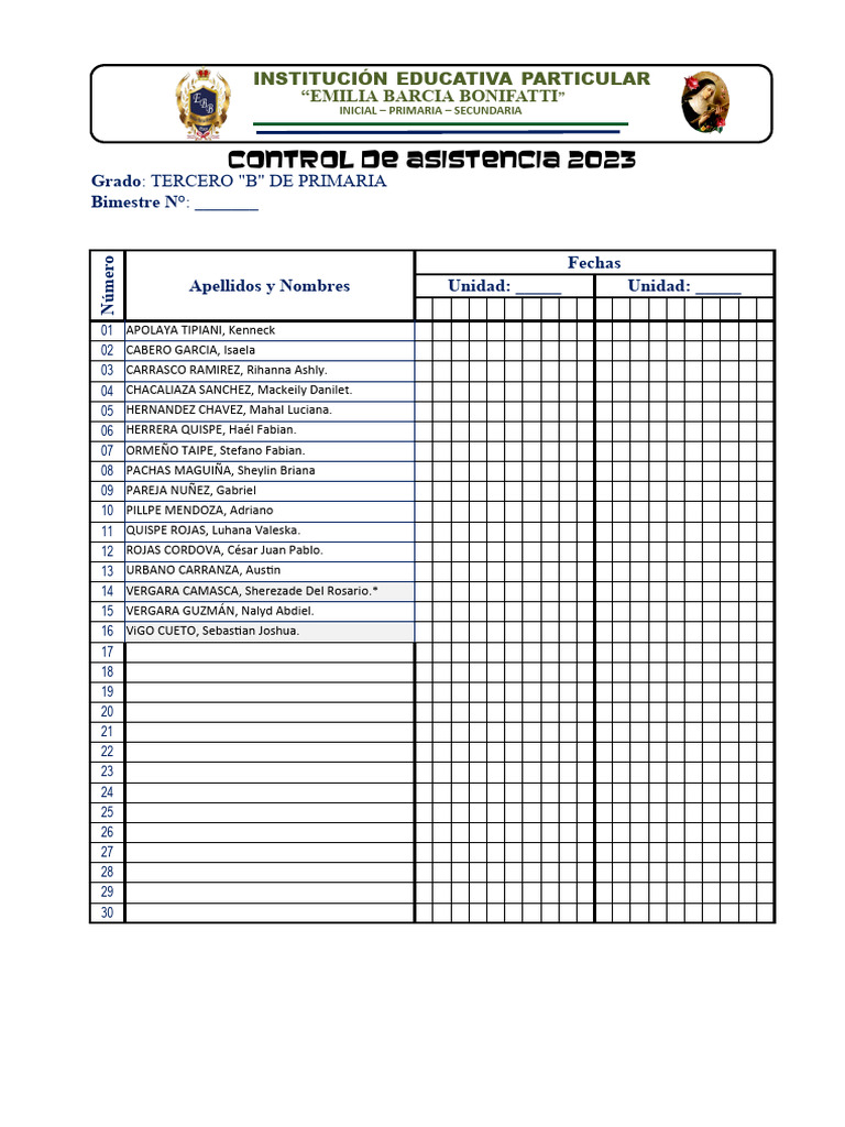 Registro Ebb 3 Grado B Primaria 2023 | PDF