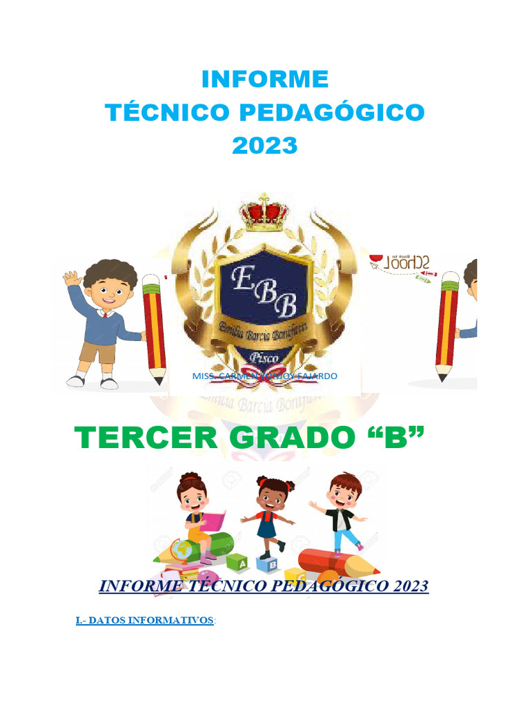 INFORME 2023 - Tercer Grado - Carmen | PDF | Enseñando | Aprendizaje