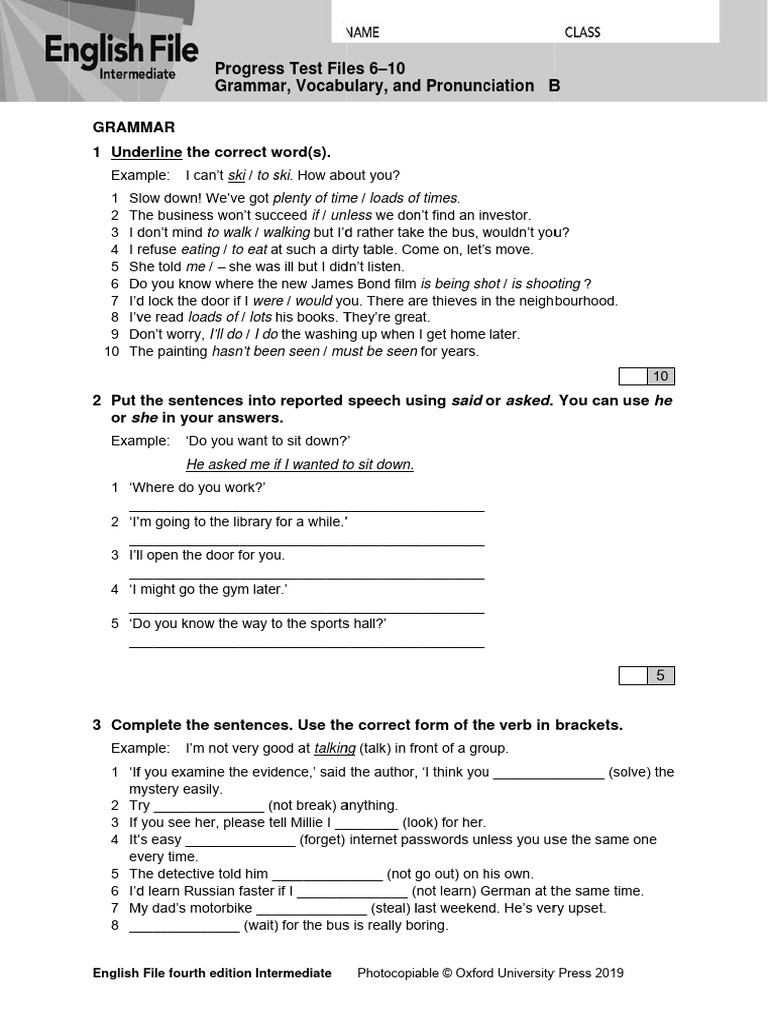 EF4e Int Progresstest 6 10B | PDF