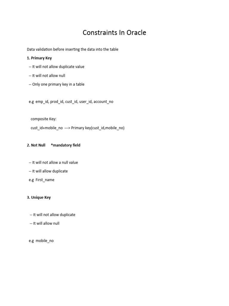 Oracle Day 3 Constraints Pdf Computer Data Sql 8824