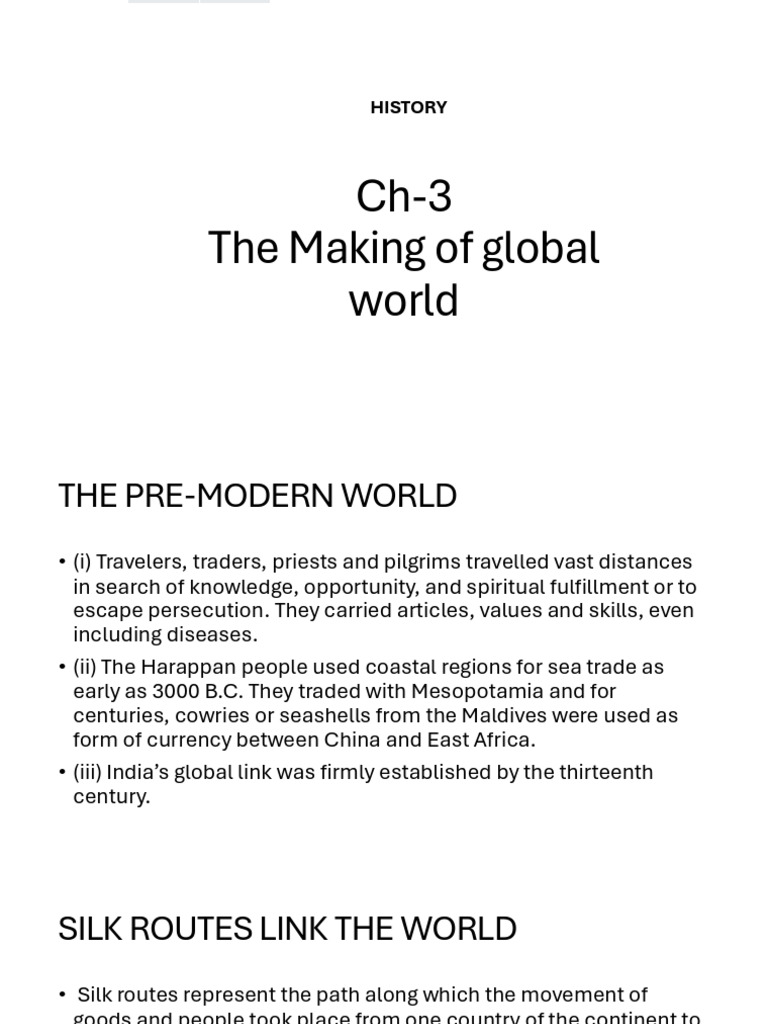 Ch-3 The Making of Global World: History | PDF | Silk Road | Trade