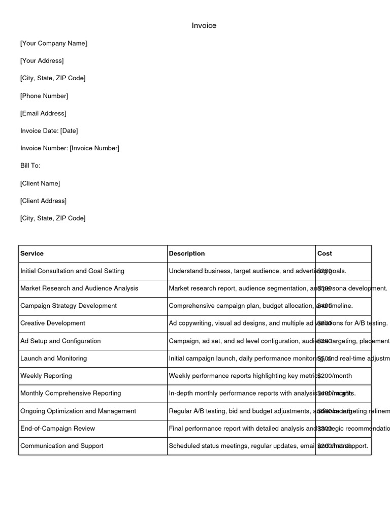 Facebook_Ads_Service_Invoice | Download Free PDF | Target Audience ...