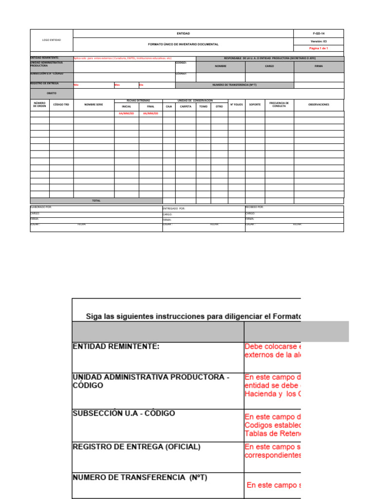 Formato Unico de Inventario Documental | PDF