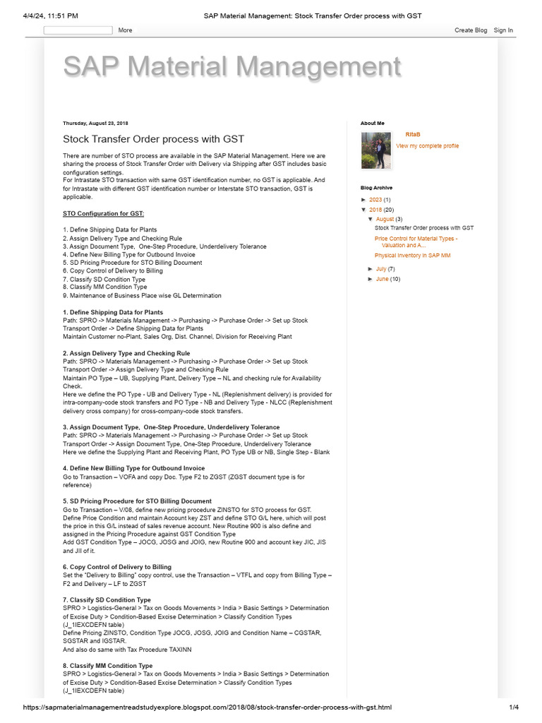 Stock Transfer Order Process With GST | PDF | Invoice | Taxes