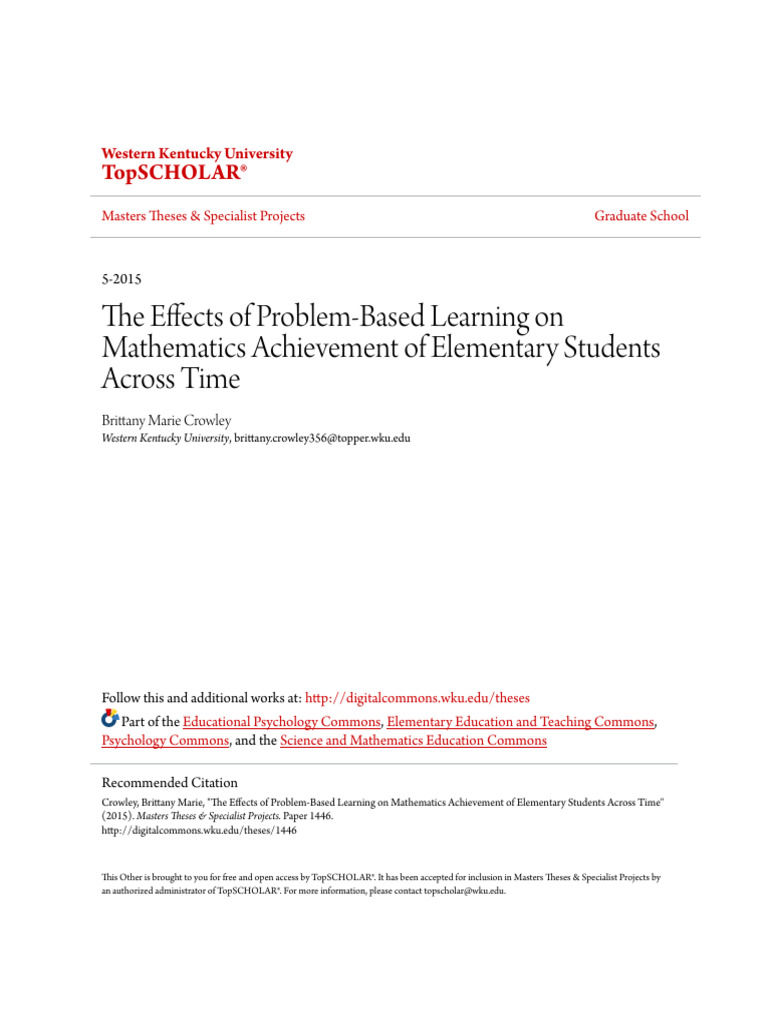Crowley (15) The Effects of PBL on Math Achievement of Elemen Stu ...