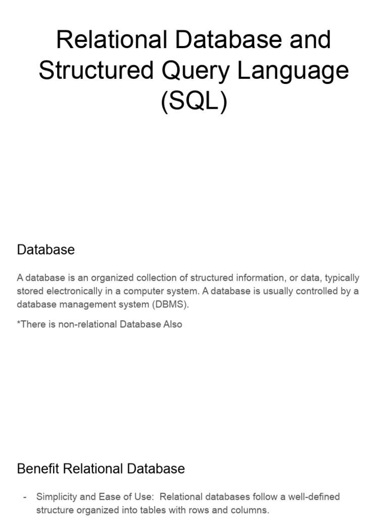 Relational Database And Structured Query Language Sql Pdf Databases Relational Database 