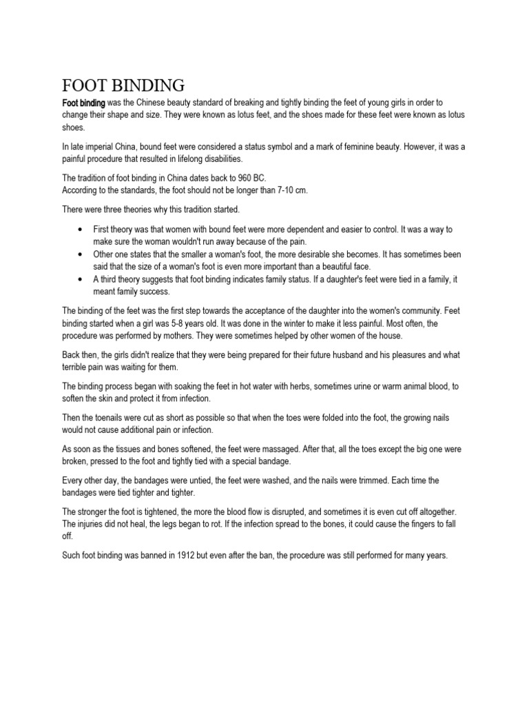 Text For Foot Binding in China (Anglu Kalbejimas) | PDF | Foot
