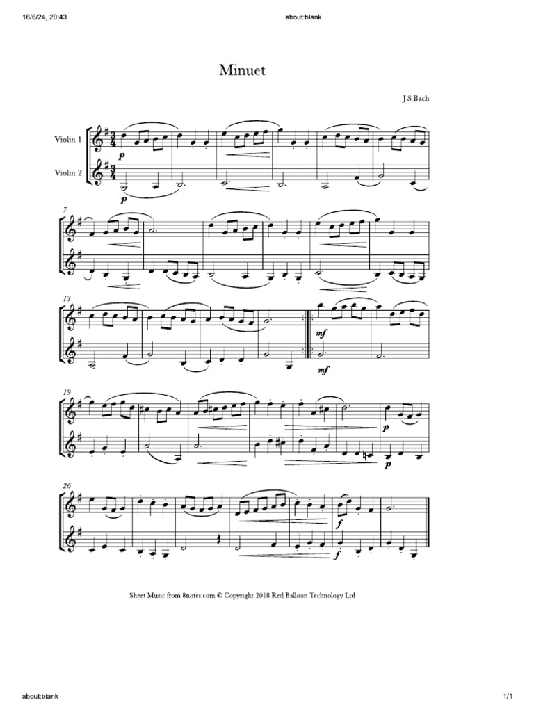 Minuet Bach | PDF