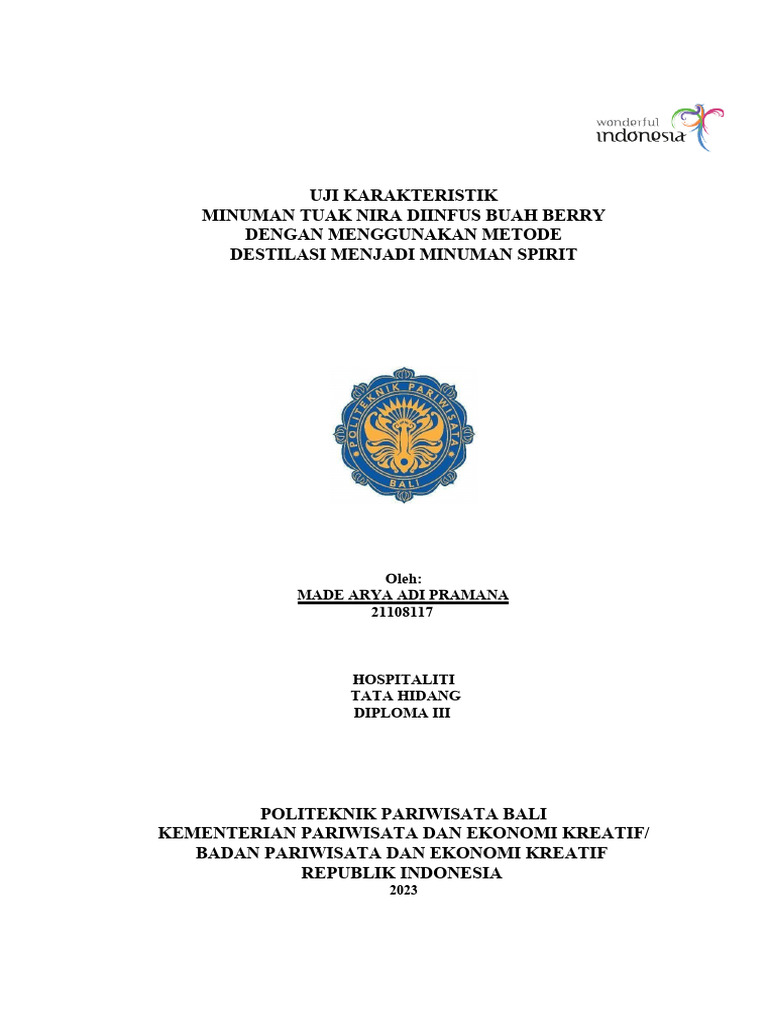 KARAKTERISTIK MINUMAN TUAK NIRA DIINFUS BUAH BERRY Final 3 | PDF
