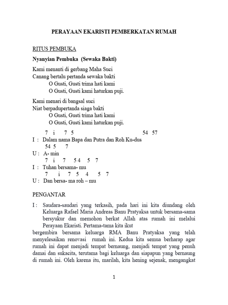 Teks Pemberkatan Rumah Jombor | PDF