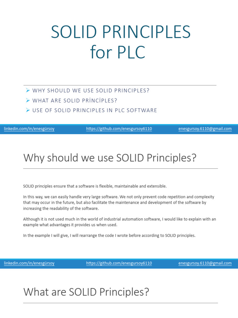 Principios SOLID para PLC | PDF | Class (Computer Programming) | Method (Computer Programming)
