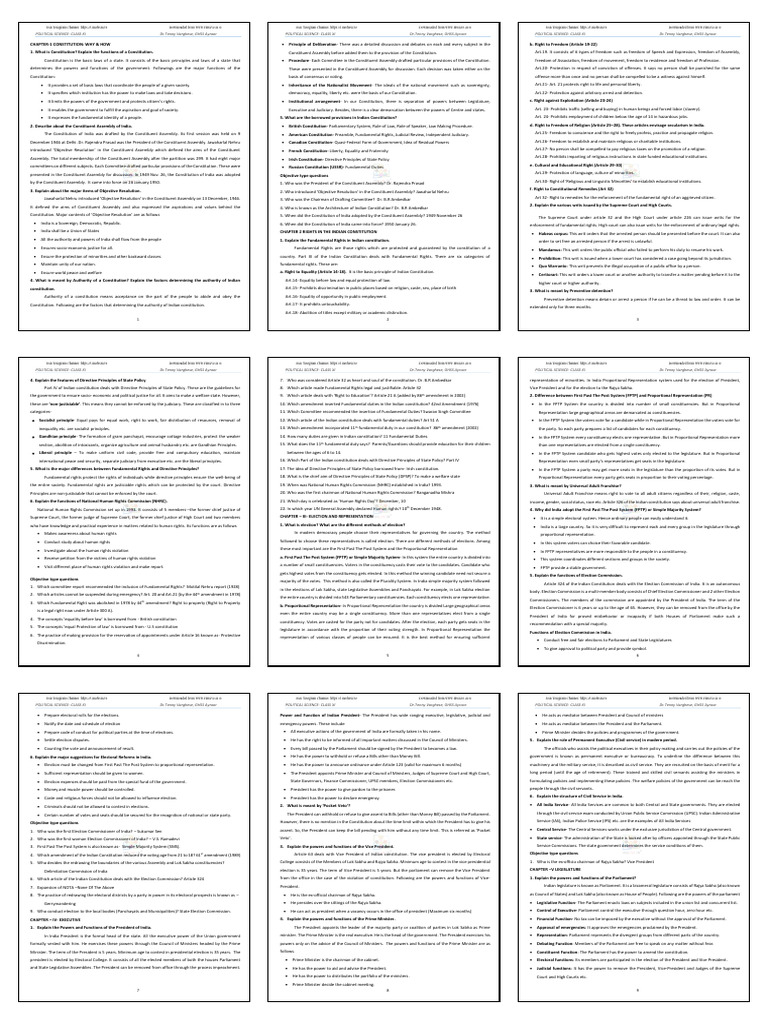 Plus One Political Science Micro Full (English) | PDF | Writ | Elections