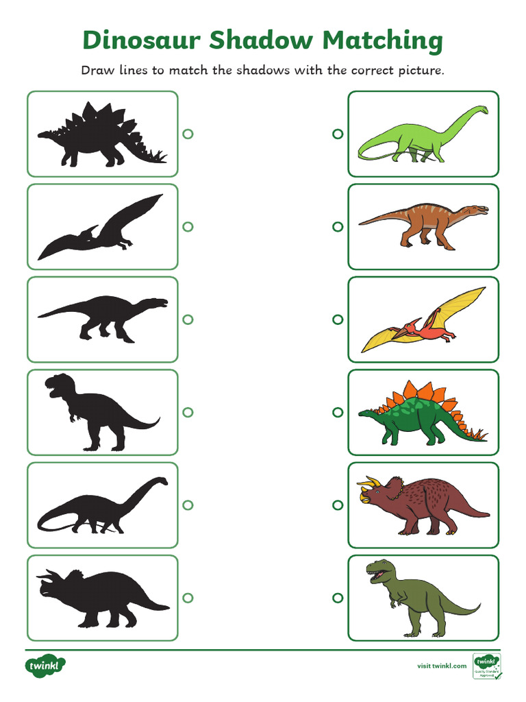 T T 11329 Dinosaur Shadow Matching Activity Sheet Ver 2 | PDF | Young Adult