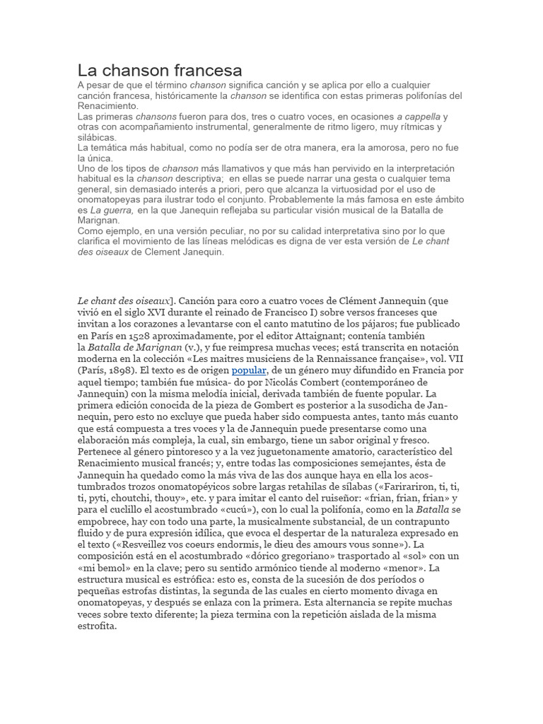 La Chanson Francesa | PDF | Canciones | Las artes escénicas