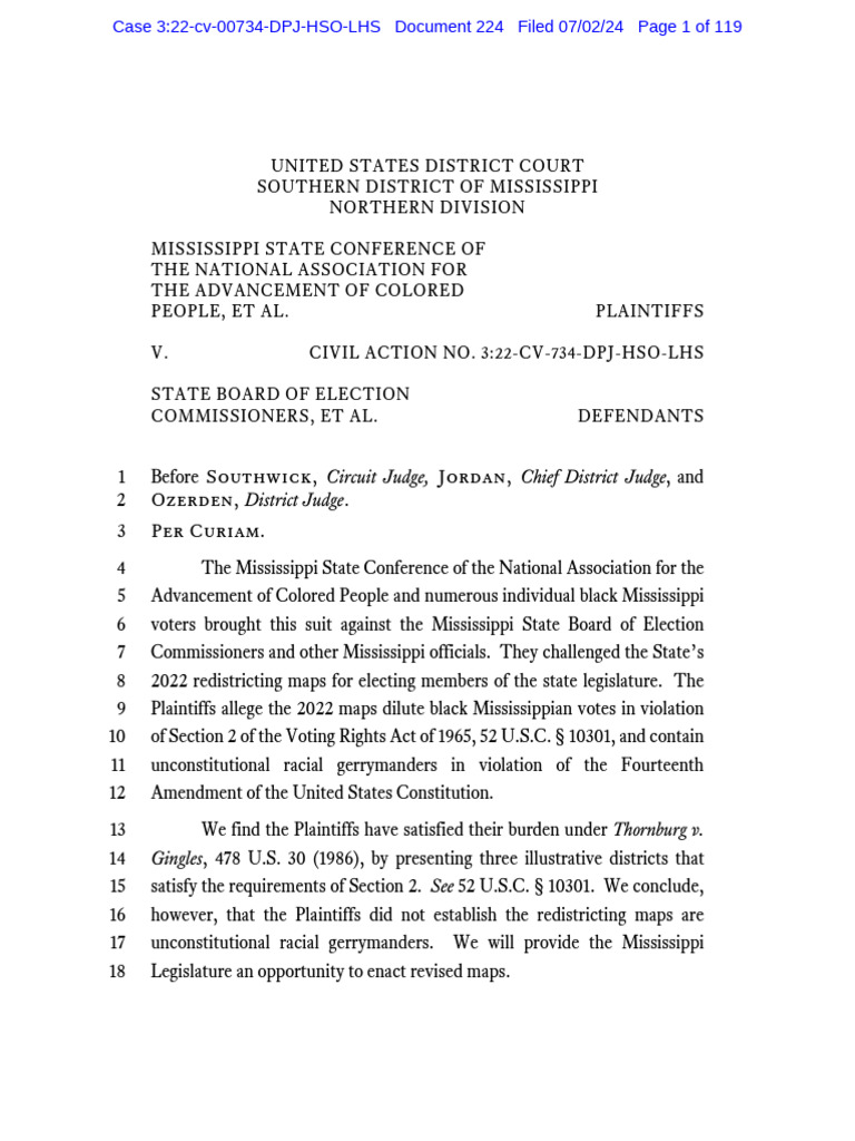 Redistricting Ruling | PDF | Voting Rights Act Of 1965 | Equal ...