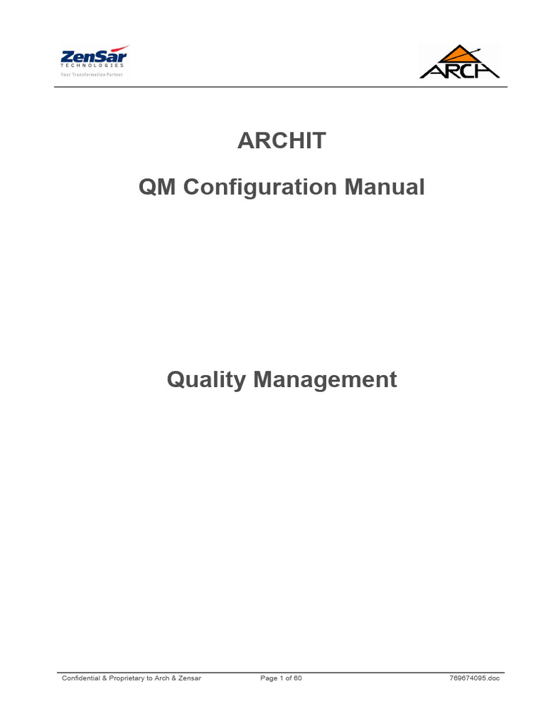 ARCHIT Configutation QM V1.0 | PDF | Proprietary Software | Menu (Computing)