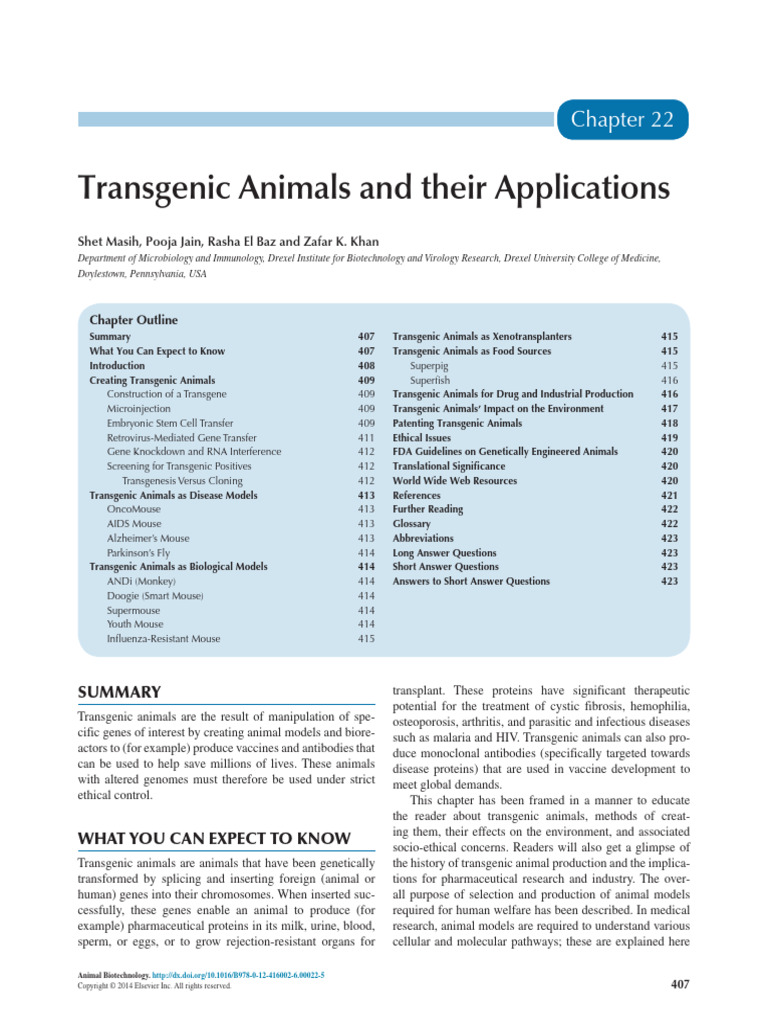 Therapeutically Important Proteins - Transgenic Animals | PDF | Transgene | Gene Silencing