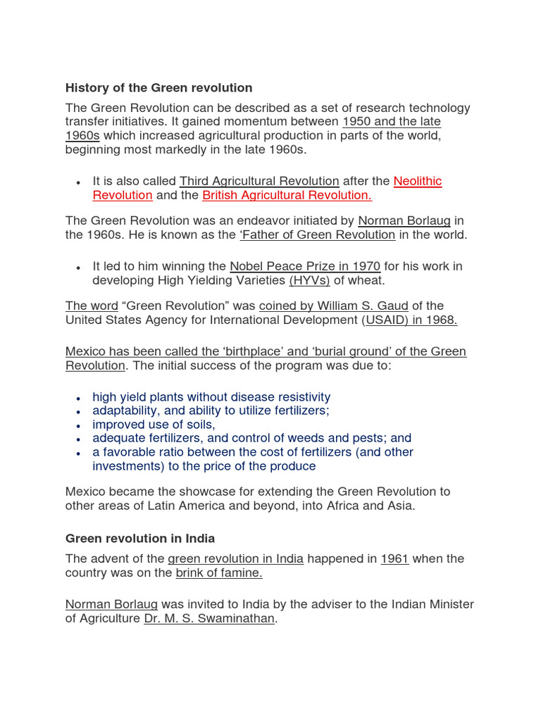 Green Revolution in India | PDF | Green Revolution | Agriculture