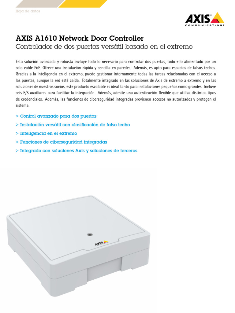 Datasheet Axis A1610 Network Door Controller Es ES 397555 | PDF ...