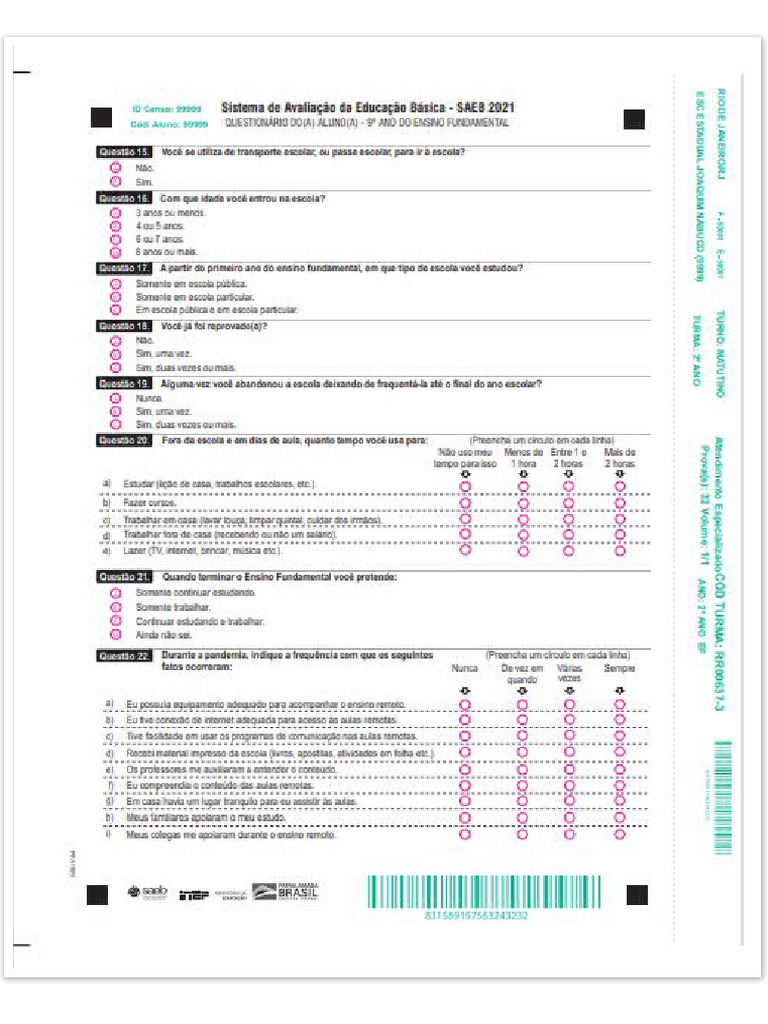 Questionario Socioeconomico | PDF