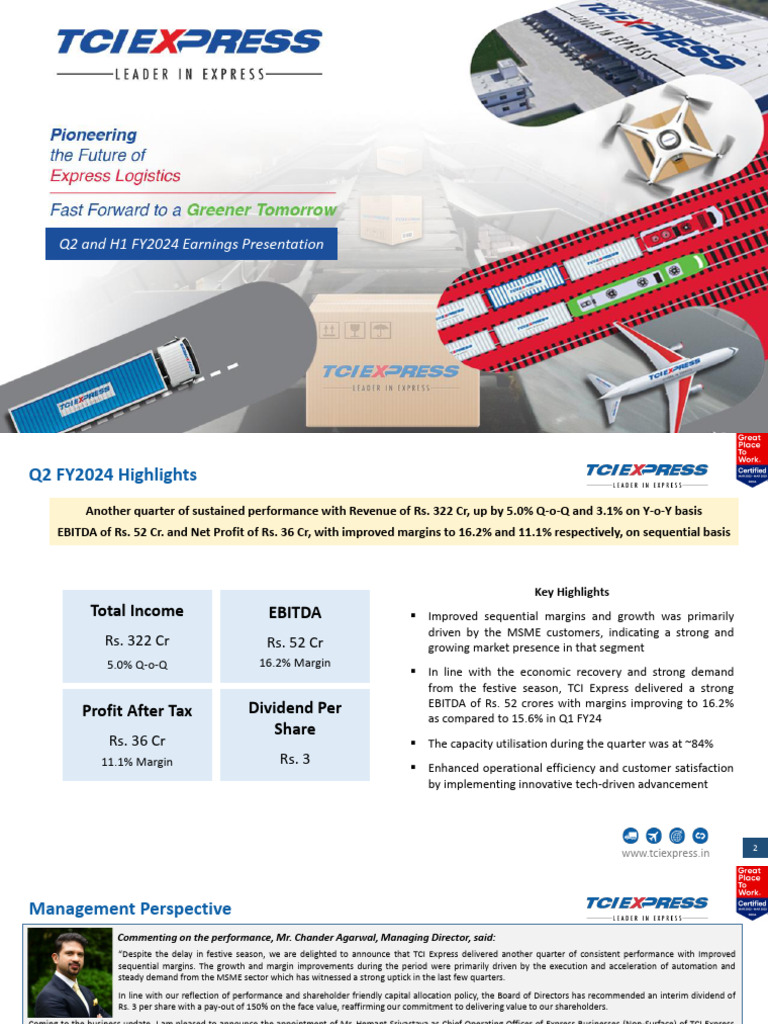 1145 - TCI Express Earnings Presentation Q2 FY2024 | PDF | Equity ...