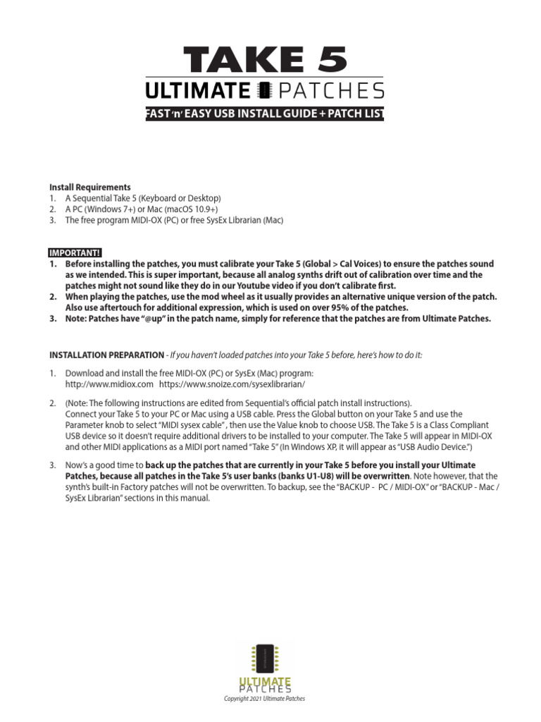 Sequential Take 5 IMPORTANT Install+Patchlist | PDF | Personal ...