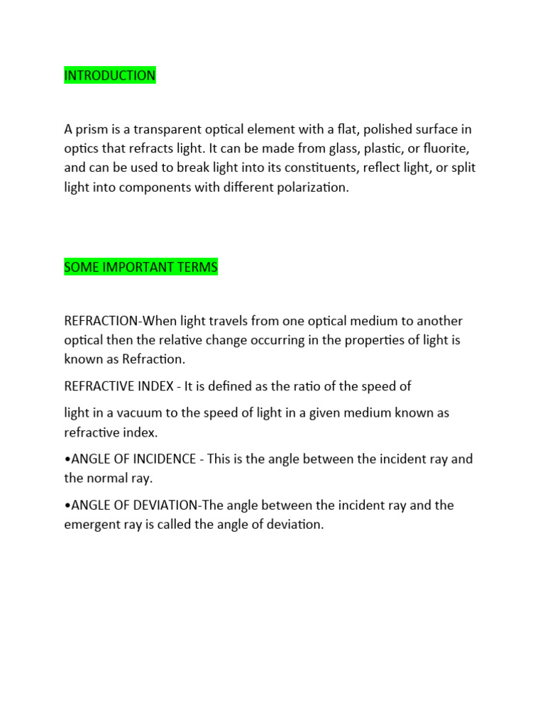 Physics Project 247 | PDF | Refraction | Optics