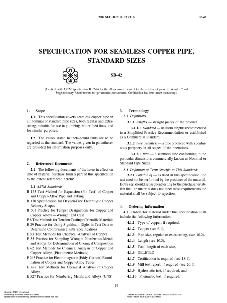 Asme Section Ii B SB-42 | PDF | Pipe (Fluid Conveyance) | Engineering ...