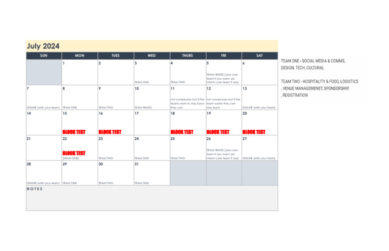 CALENDAR - XLSX - Jul 2024 | PDF