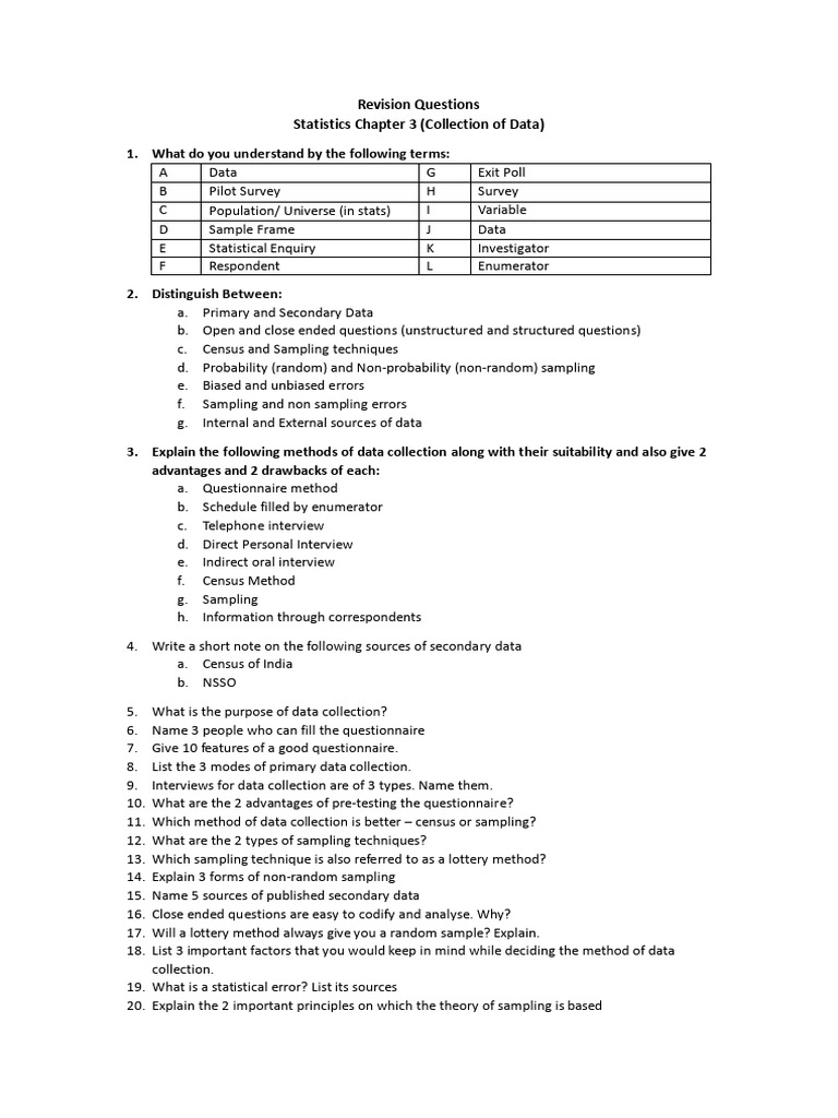 Statistics Data Collection Guide | PDF