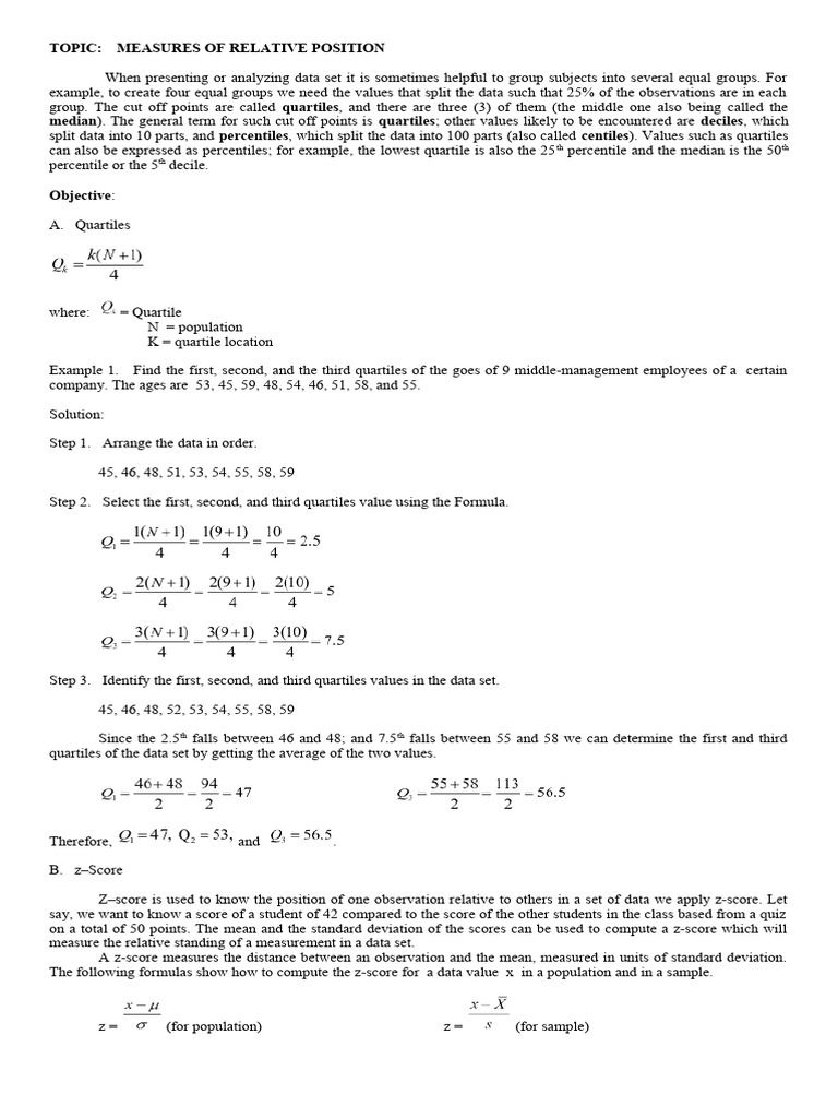 Understanding Quartiles and Z-Scores | PDF | Standard Score | Standard ...