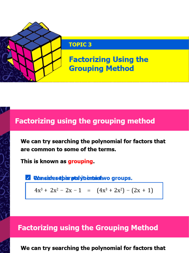M3 Factoring by Grouping | PDF | Factorization | Mathematics