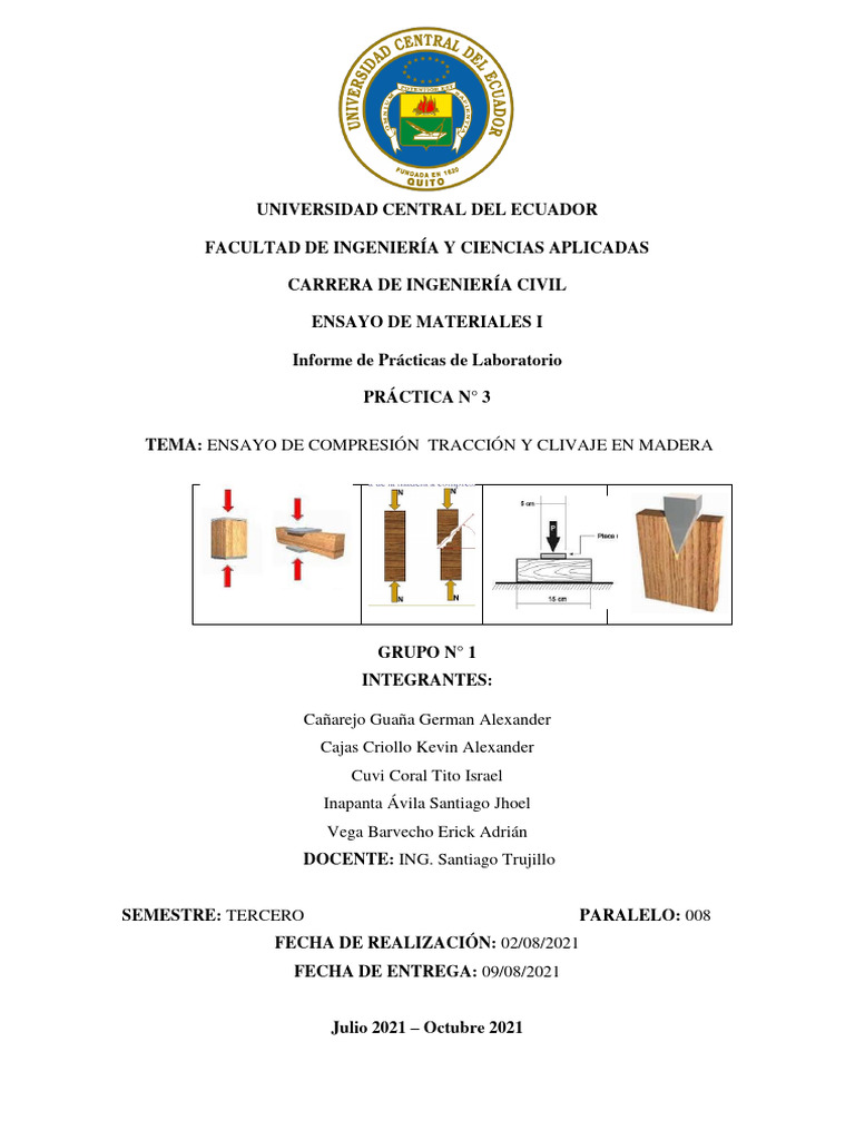 ENSAYO DE COMPRESIÓN TRACCIÓN Y CLIVAJE EN MADERA | PDF | Madera | Doblar