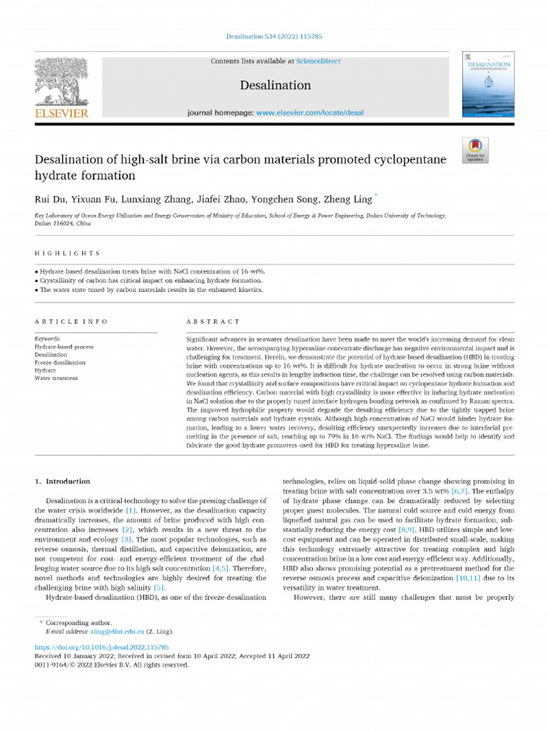Desalination of High-Salt Brine Via Carbon Materials Promoted ...