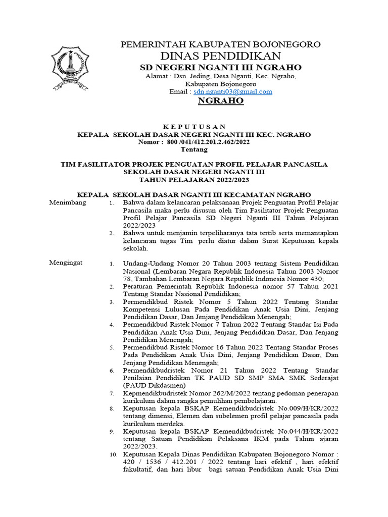 SK Tim Fasilitator P-5 | PDF