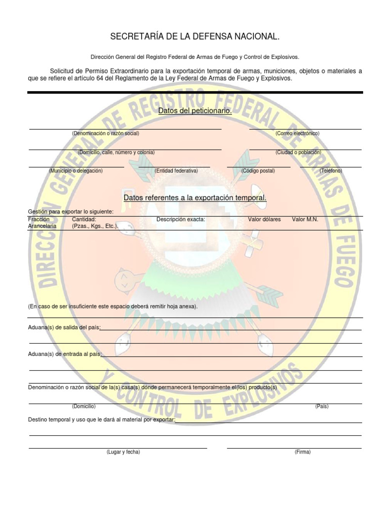 Factura SENASICA para Exportación de Armas | PDF