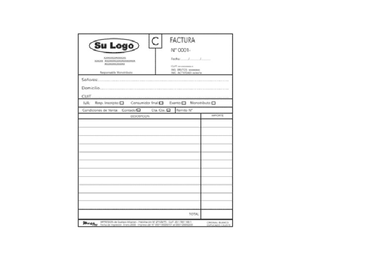 Modelo de FACTURA C | PDF