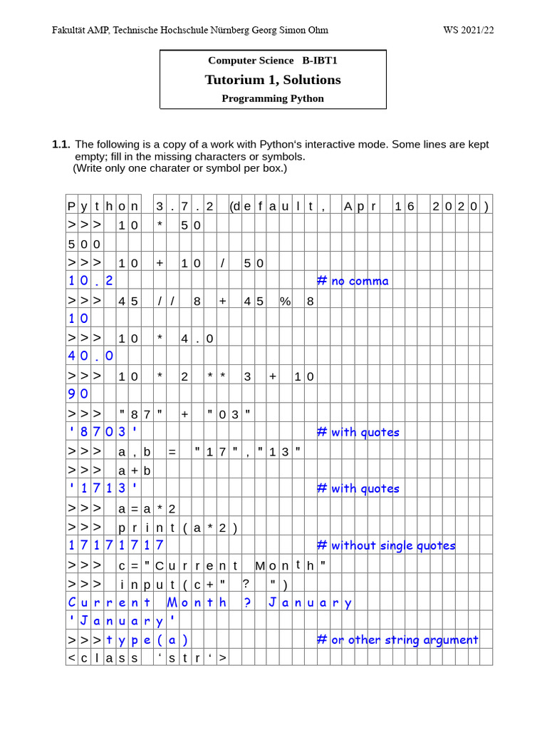 IBT-Tutorium - 1 - Solutions | PDF