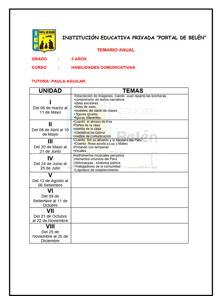 Esquema Temario 2024 | PDF | Color