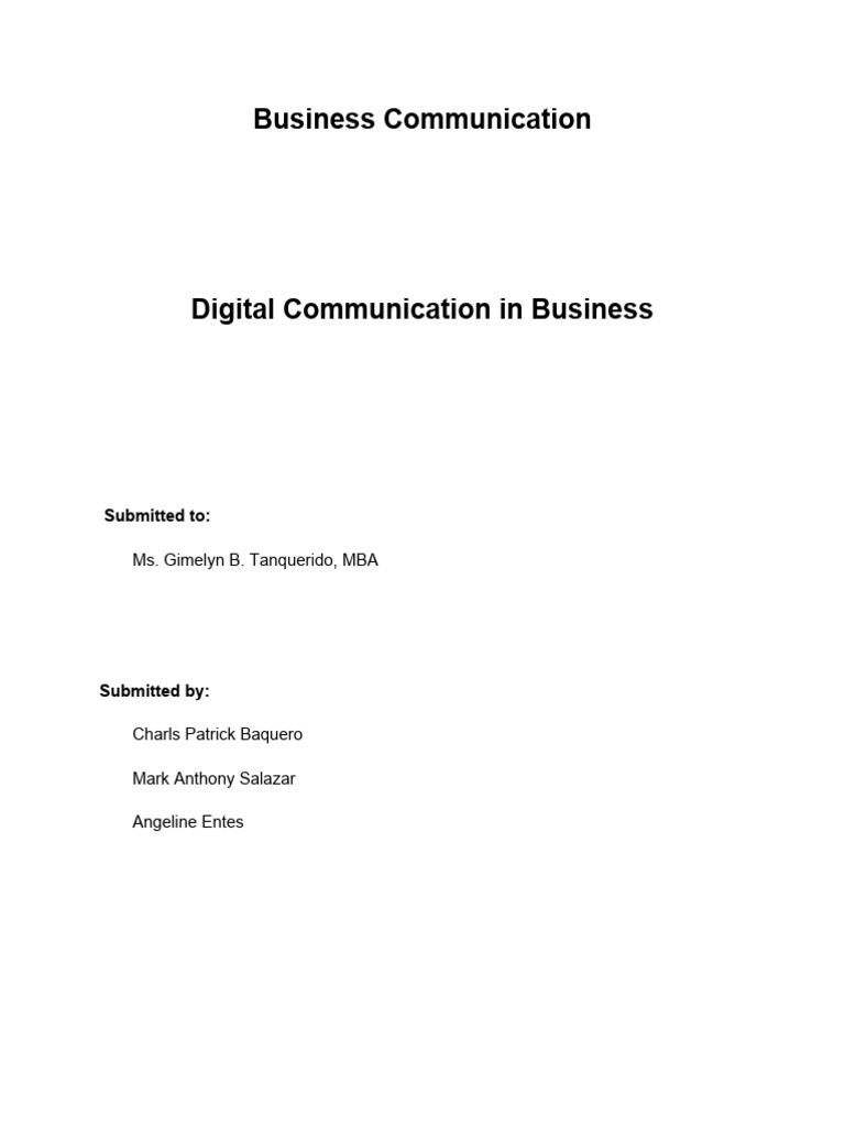 Digital Communication in Business | PDF | Communication | E Commerce