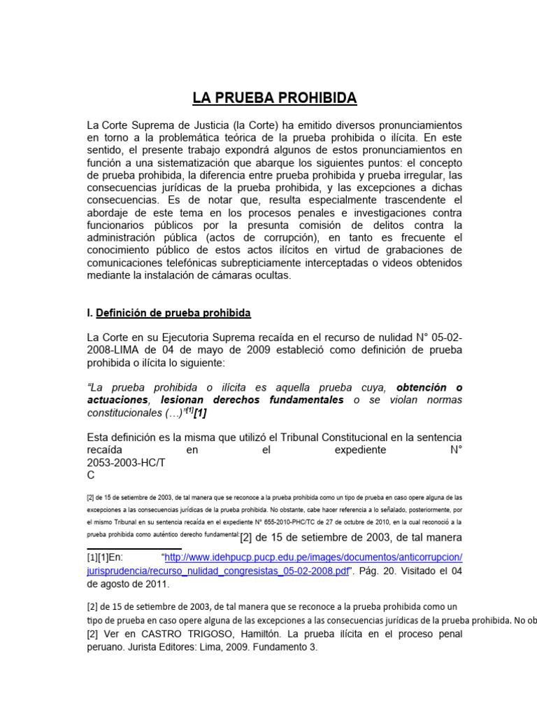 La Prueba Prohibida | PDF | Caso de ley | Ley procesal