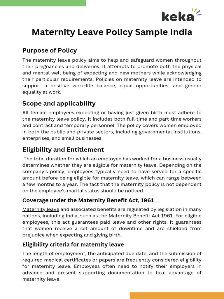Comprehensive Maternity Leave Policy Guide | PDF | Parental Leave ...